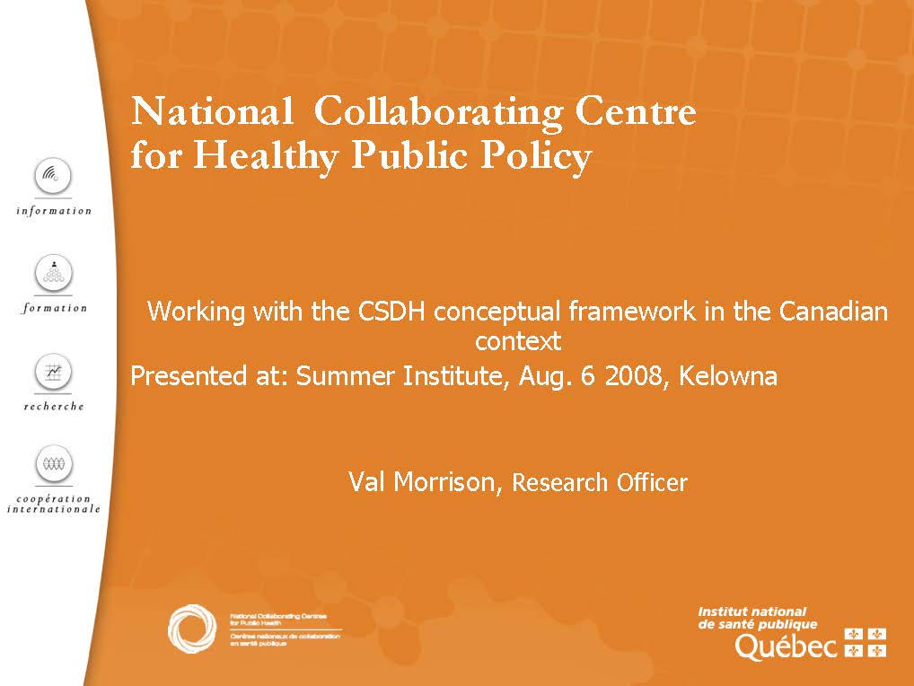 Working with the Commission on the Social Determinants of Health ...