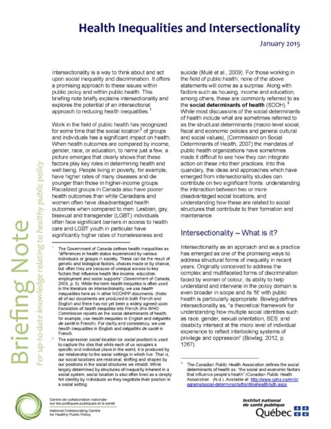 Health Inequalities and Intersectionality - National Collaborating ...