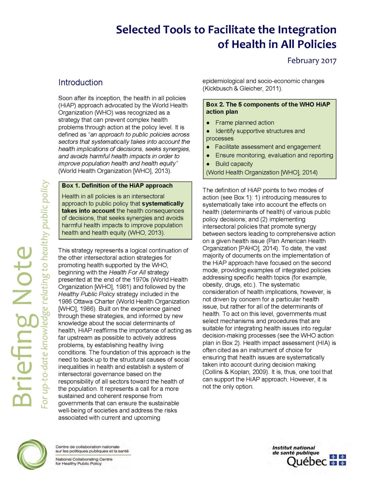 Publications - National Collaborating Centre for Healthy Public Policy