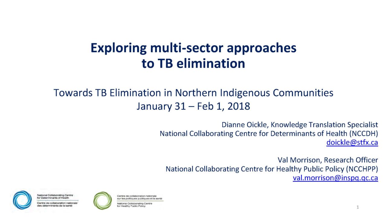 Workshop - Exploring Multi-sector Approaches to Tuberculosis (TB ...