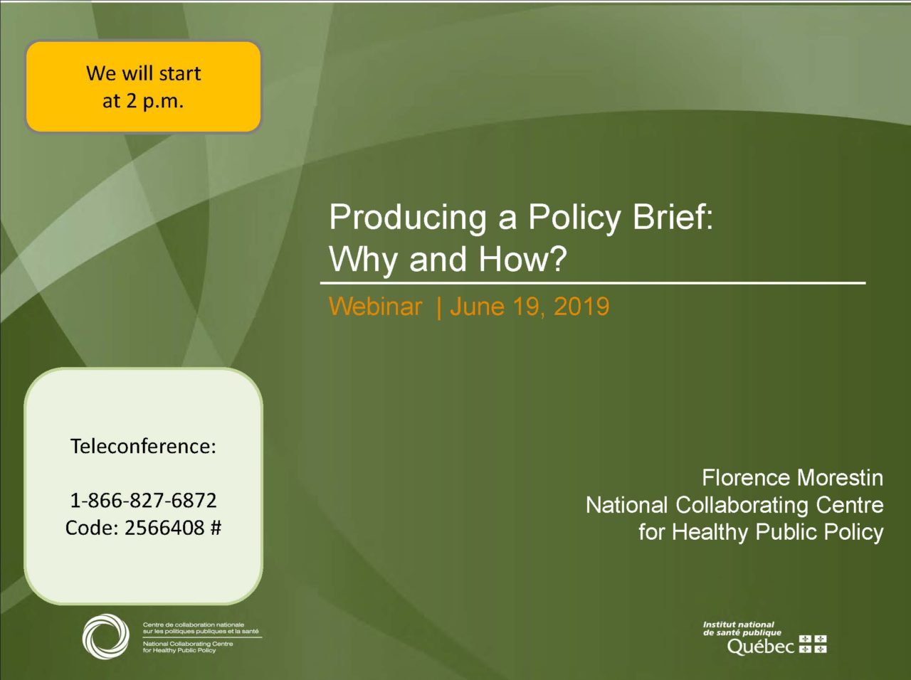 Webinar - Producing a Policy Brief: Why and How? - National ...