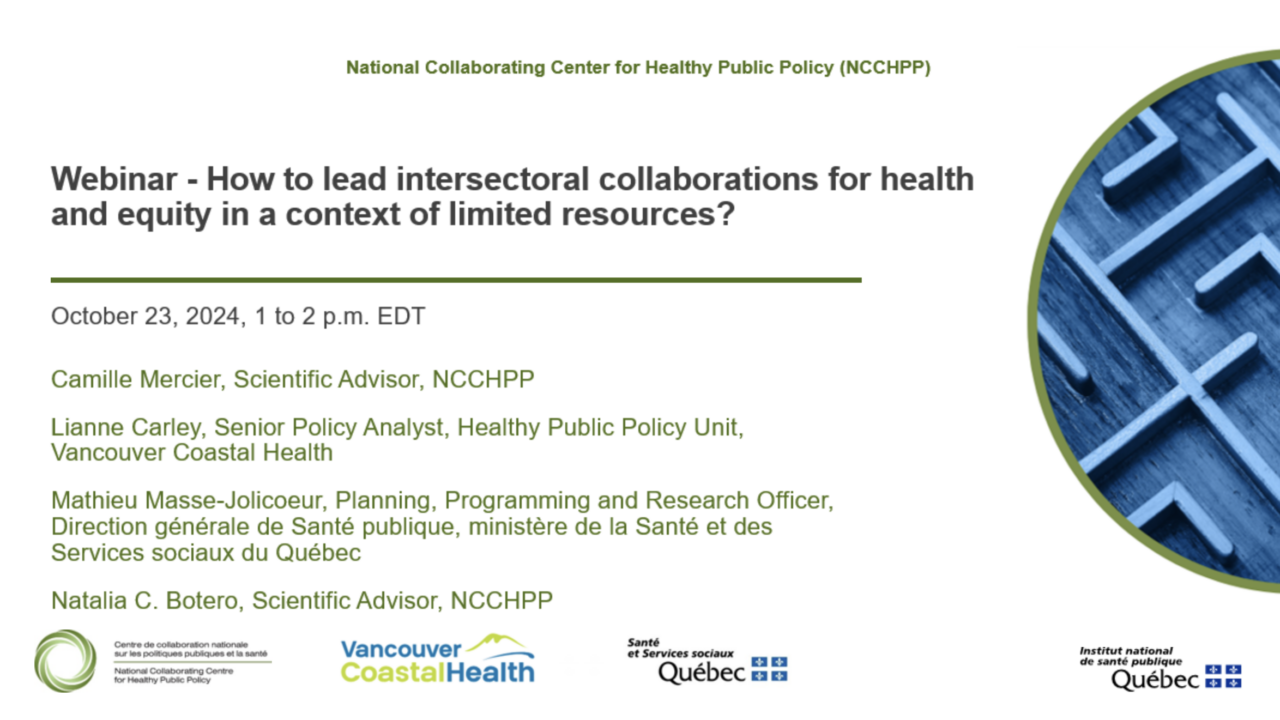 Webinar – How to Lead Intersectoral Collaborations for Health and ...